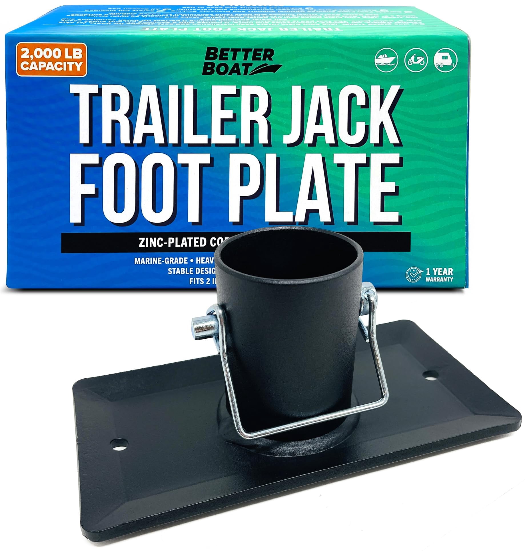 Better Boat 2-inch Trailer Jack Foot Plate with Removable Foot Pad ...