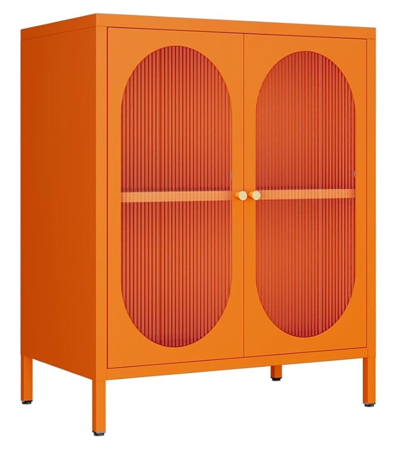 2 Translucent Door Metal Accent Storage Cabinet for Bedroom, Living ...