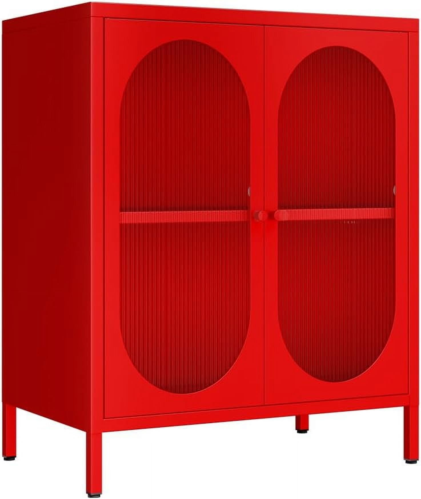 2 Translucent Door Metal Accent Storage Cabinet for Bedroom, Living ...