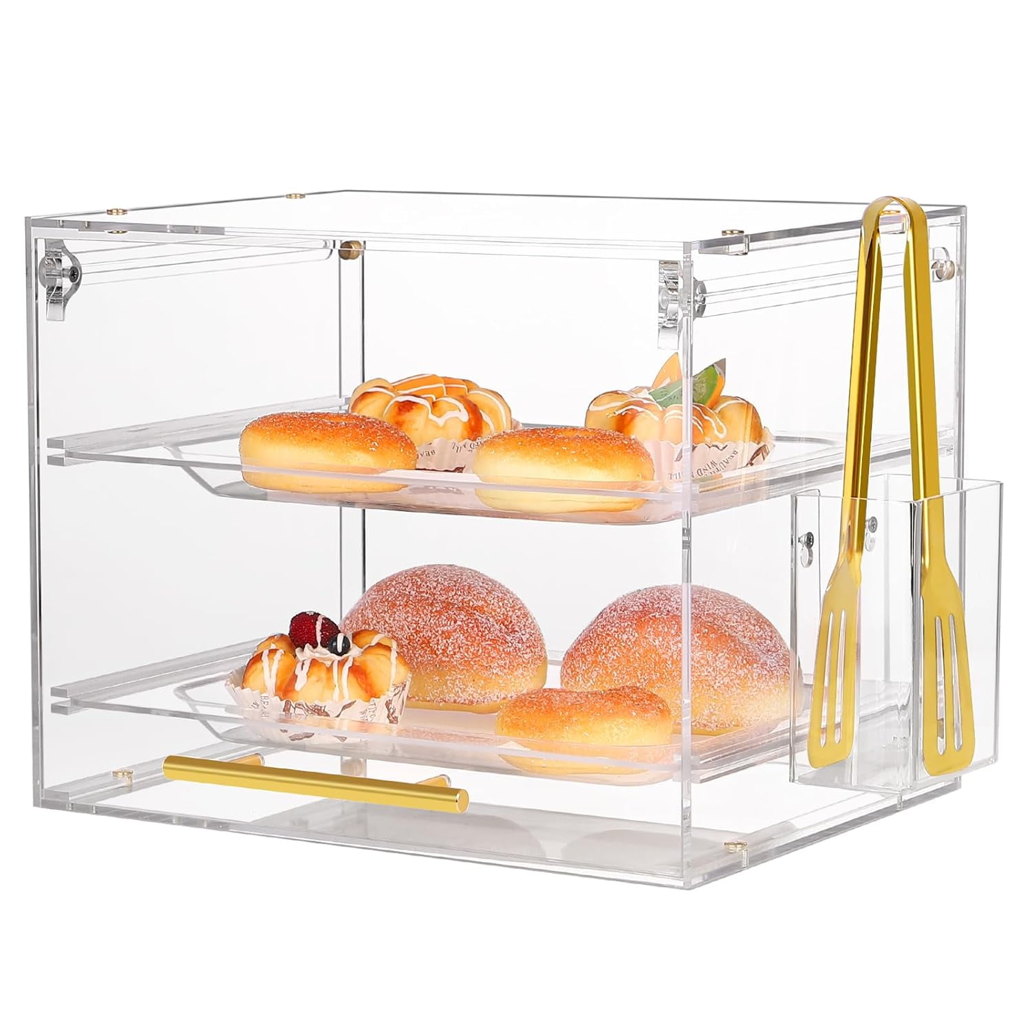 2 Tray Bakery Display Case, Acrylic Pastry Display Case with Serving ...