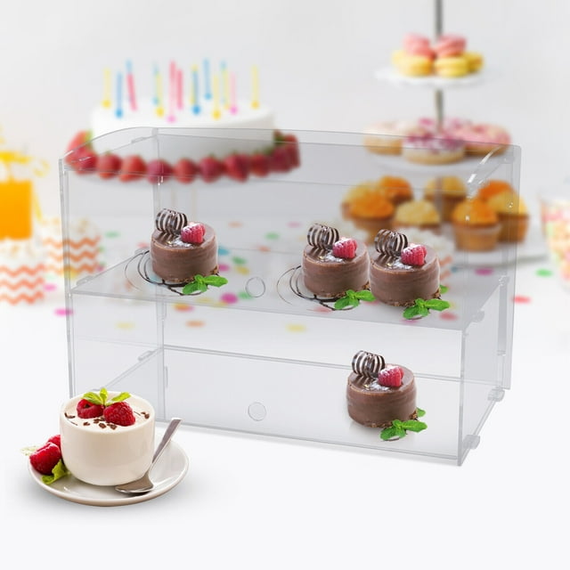 2 Tray Pastries Display Case Bakery Clear Acrylic Pastry Cafe Hotel ...