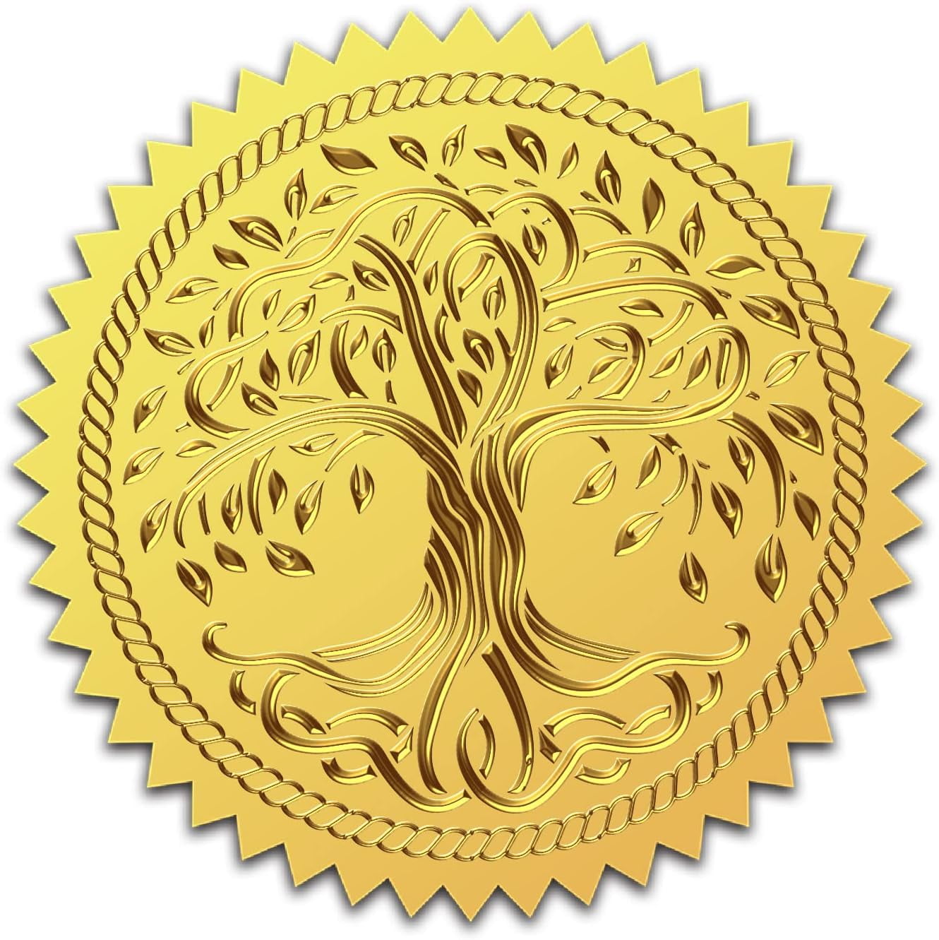 2" Tree of Life Gold Foil Embossed Stickers Certificate Seals Self ...