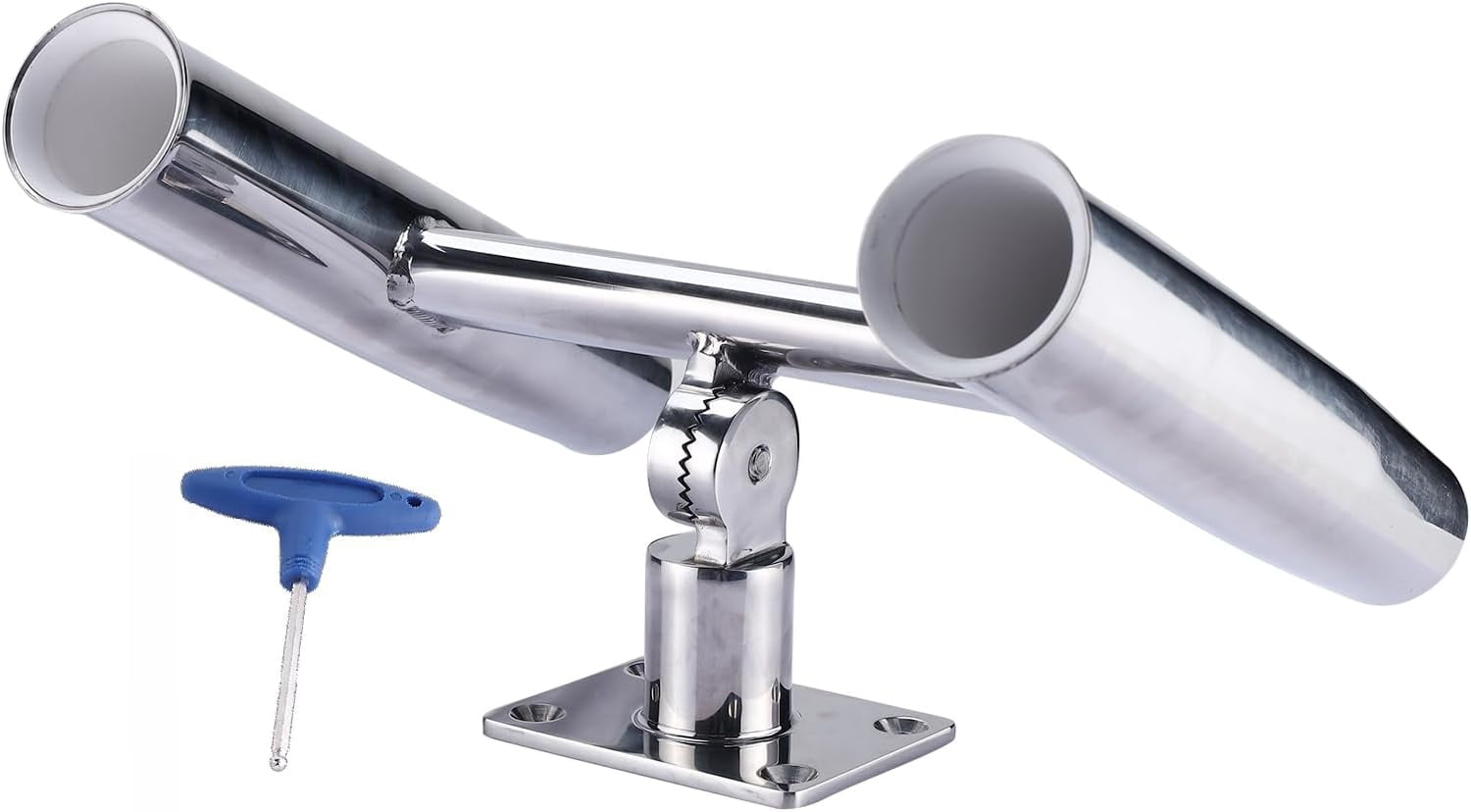 2 Tube Tournament Style Rod Holders with A Flat Mount Pad and Wrench ...