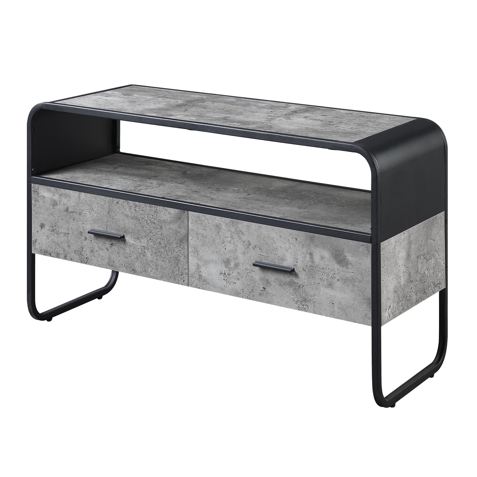 2 Tv Stand In Concrete Grey And Black, Provides Ample Storage For Your ...