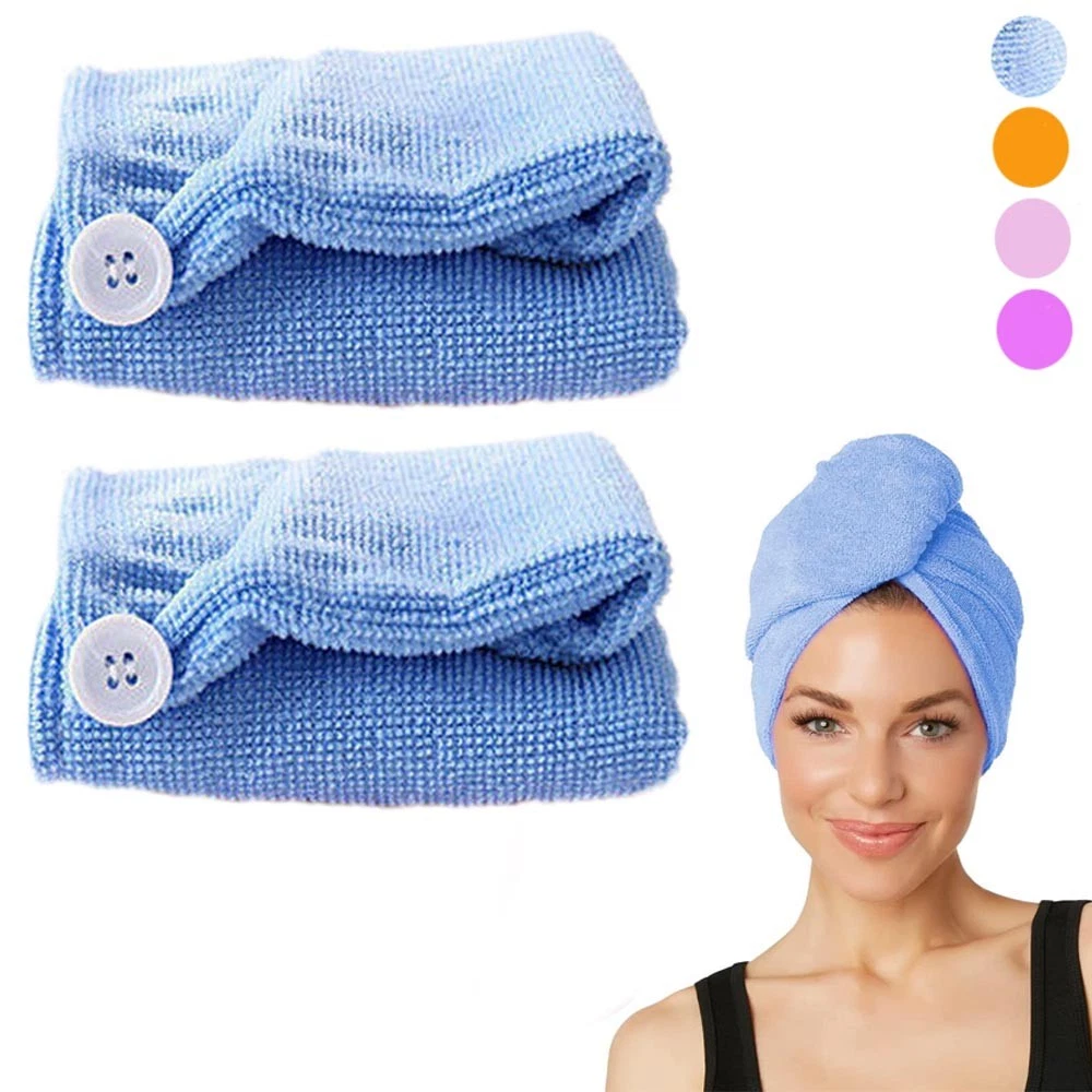 2 Twist Microfiber Hair Head Wraps Magic Fast Dry Towel Drying Bath Hat ...
