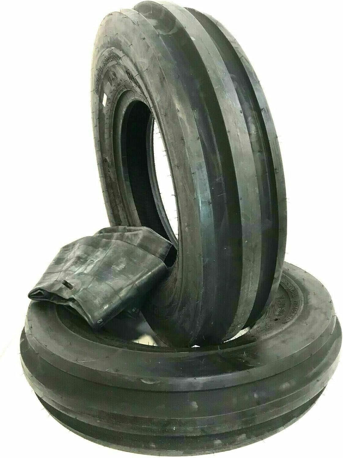 Set of Two 400x12 Front 3 Rib Tractor Tires With Tubes, Heavy Duty 4 PR ...