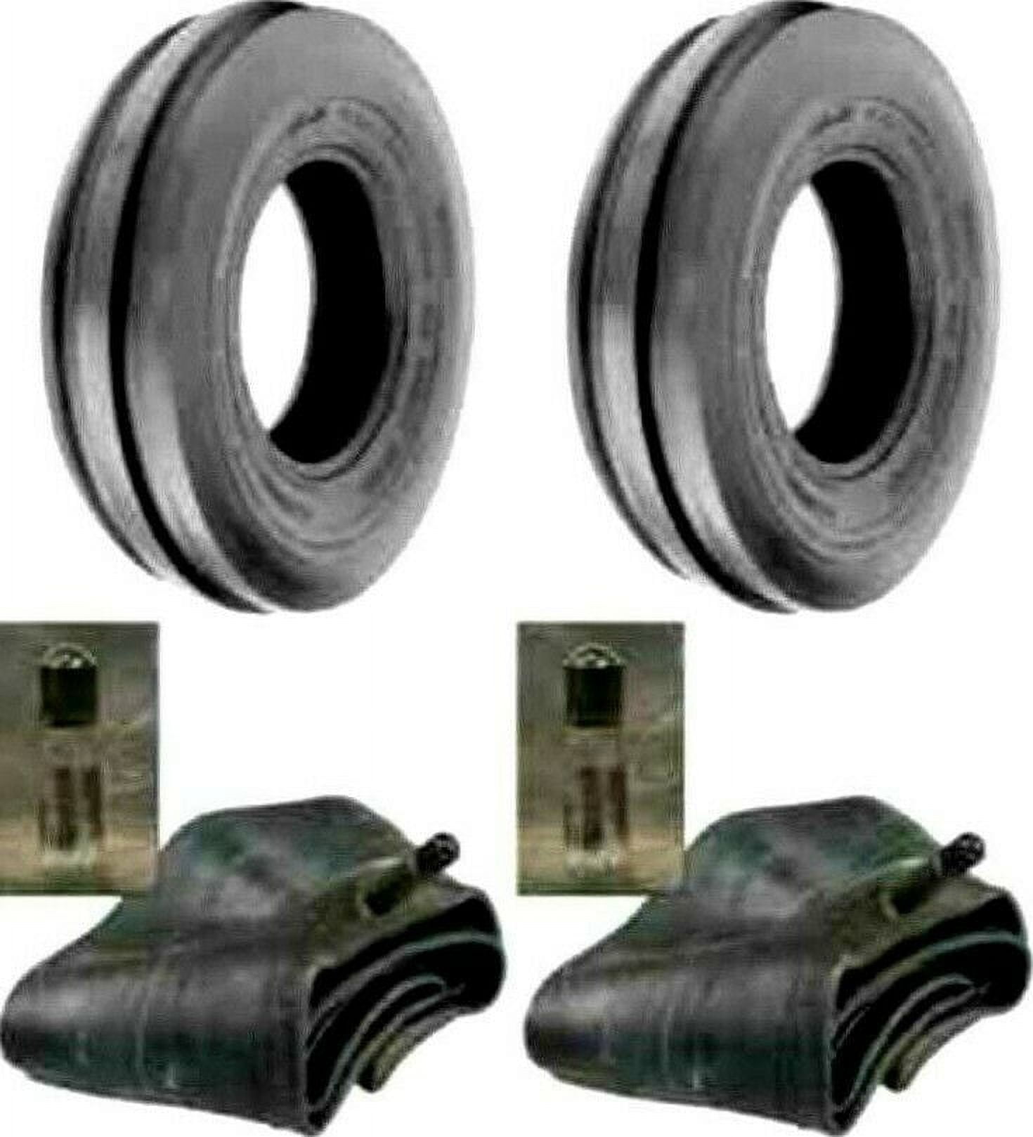 Set of Two 400x12 Front 3 Rib Tractor Tires With Tubes, Heavy Duty 4 PR ...