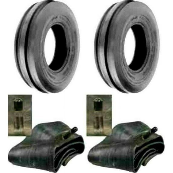 Set of Two 400x12 Front 3 Rib Tractor Tires With Tubes, Heavy Duty 4 PR ...