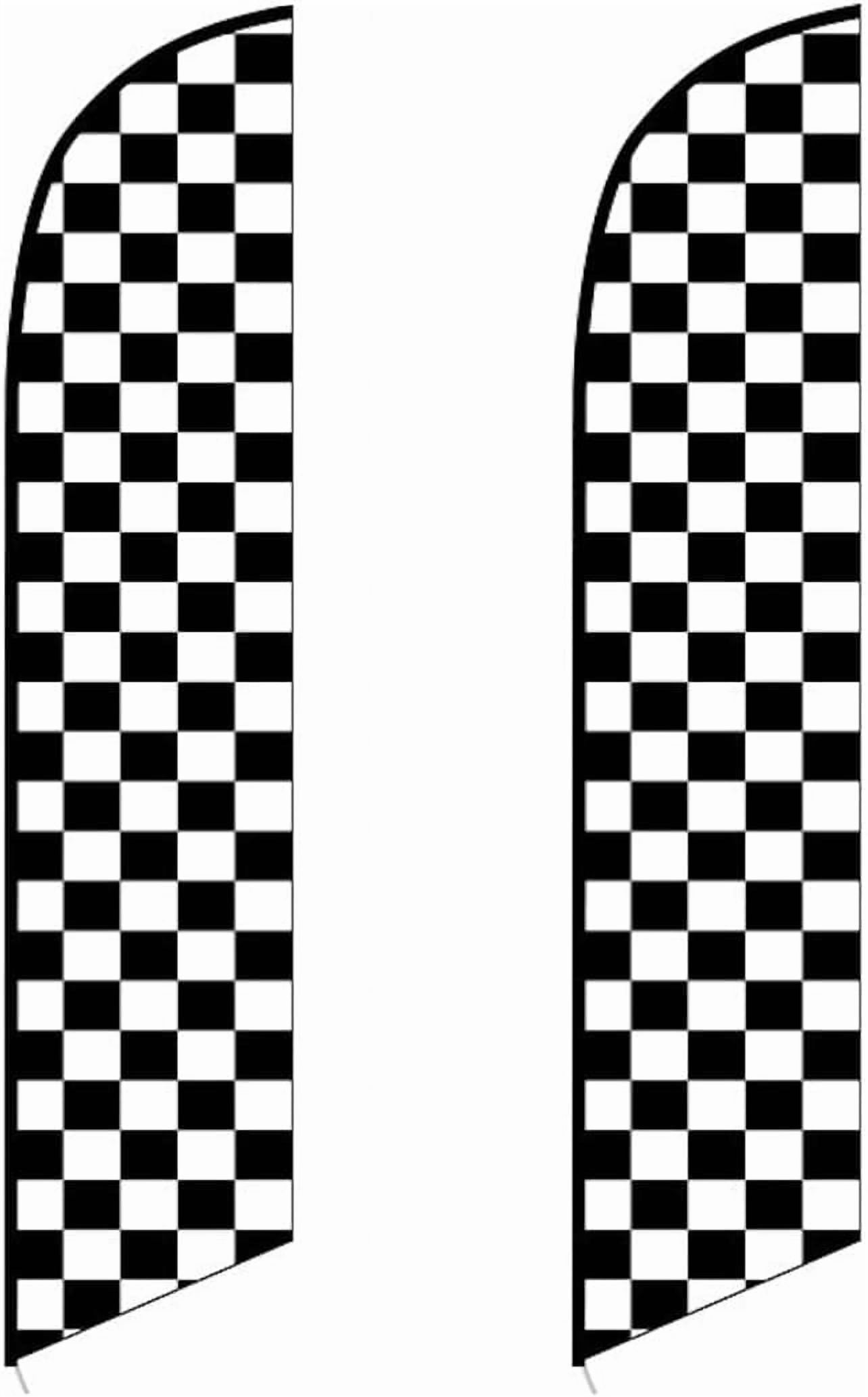 2 (Two) Pack Tall Swooper Black and White Checkered Full Sleeve Flags ...