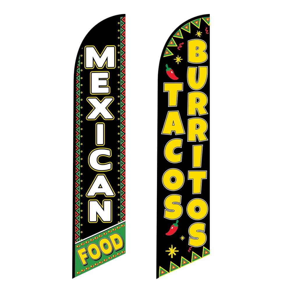 2 Two Pack Tall Swooper Feather Flags of Mexican Food and Tacos ...