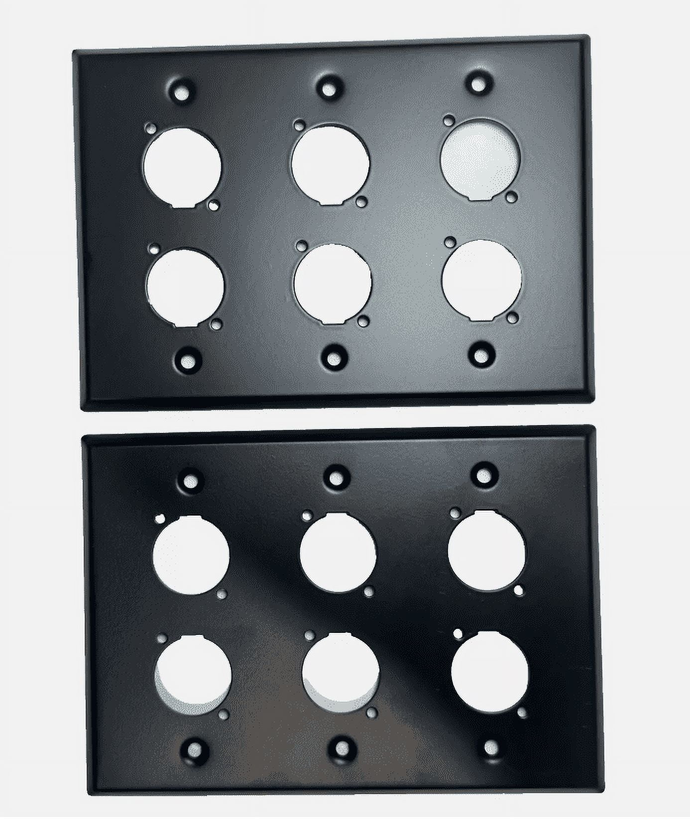 (2) Two Triple Gang Wall Plate for Six XLR Male / Female "D" BLACK ...