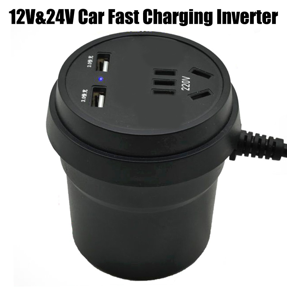 2 USB Chargers 200W Power Adapter DC 12V/24V to DC 110V/220V Car ...