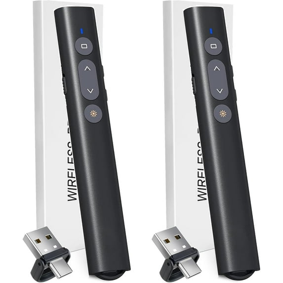 (2 Units) Presentation Clicker for PowerPoint Red Laser Pointer, USB A ...