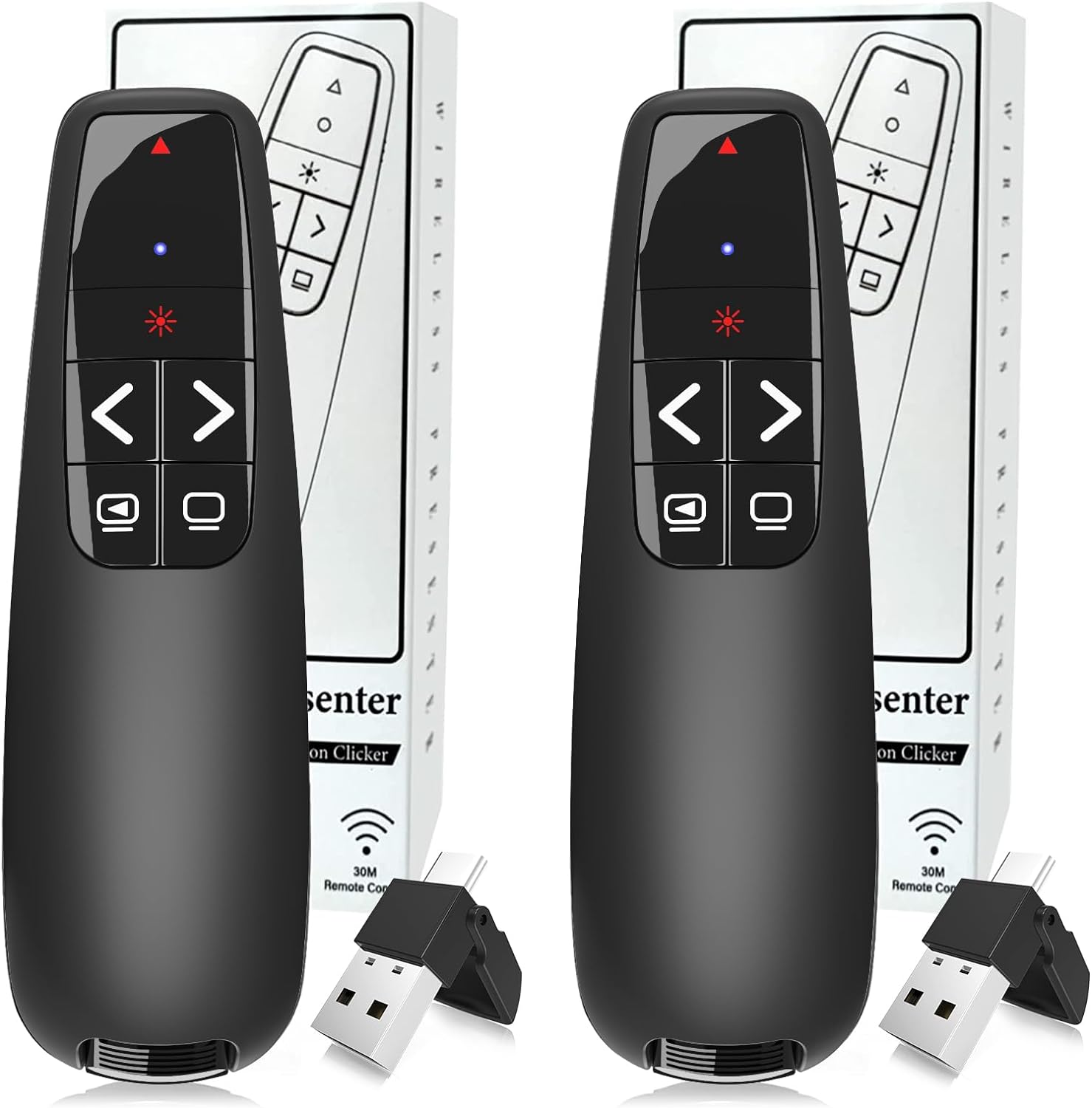 (2 Units) Wireless Presentation Clicker PowerPoint Presenter Remote: Clicker with Red Laser ...