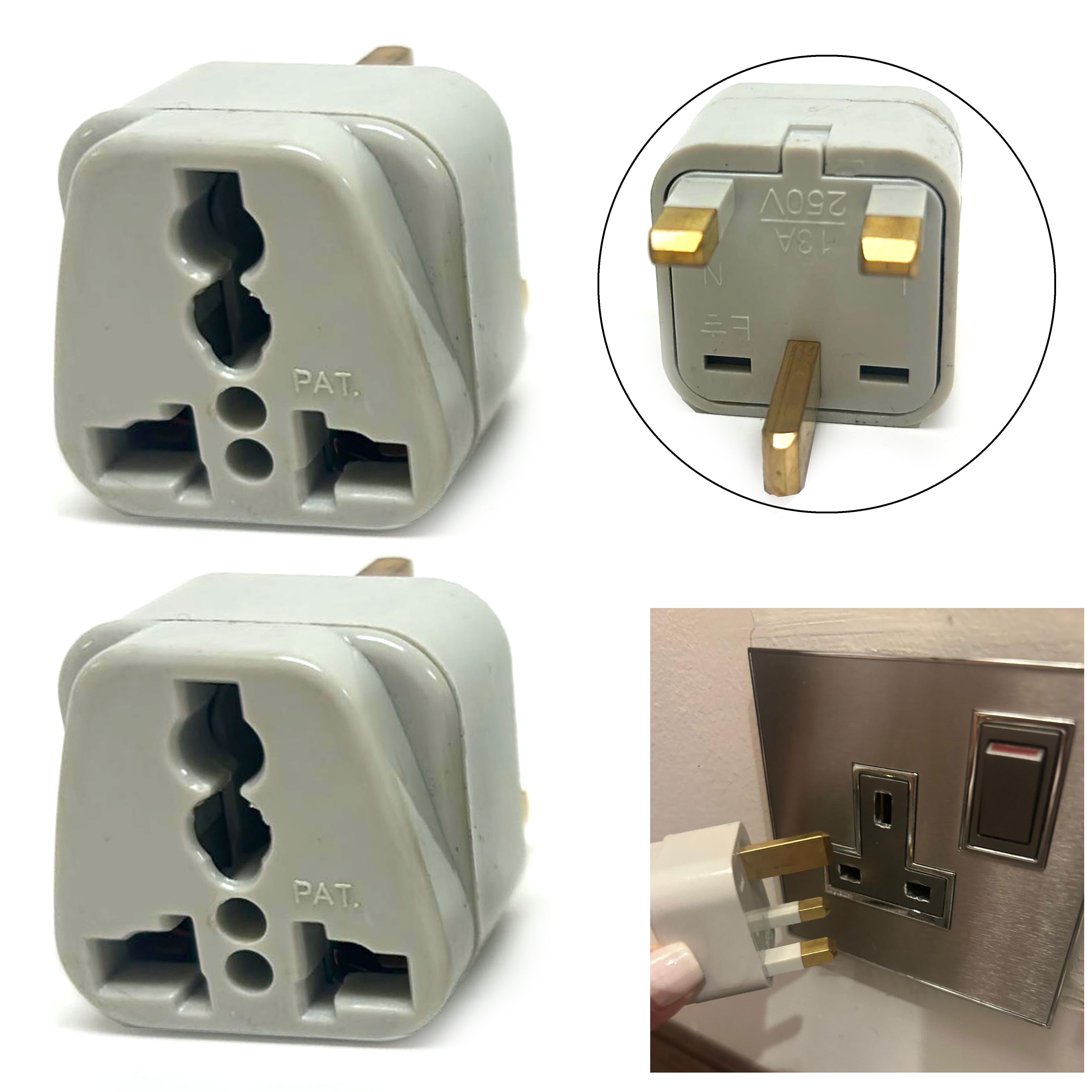 2 Universal Outlet Power Plug Adapter Type G AC Converter Dubai UAE EU ...