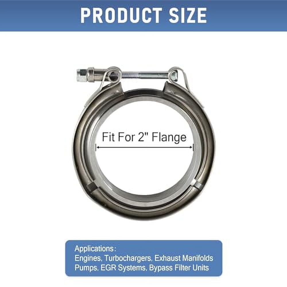 2" V Band Clamp with Flange 2PCS Stainless Steel Male Female ...