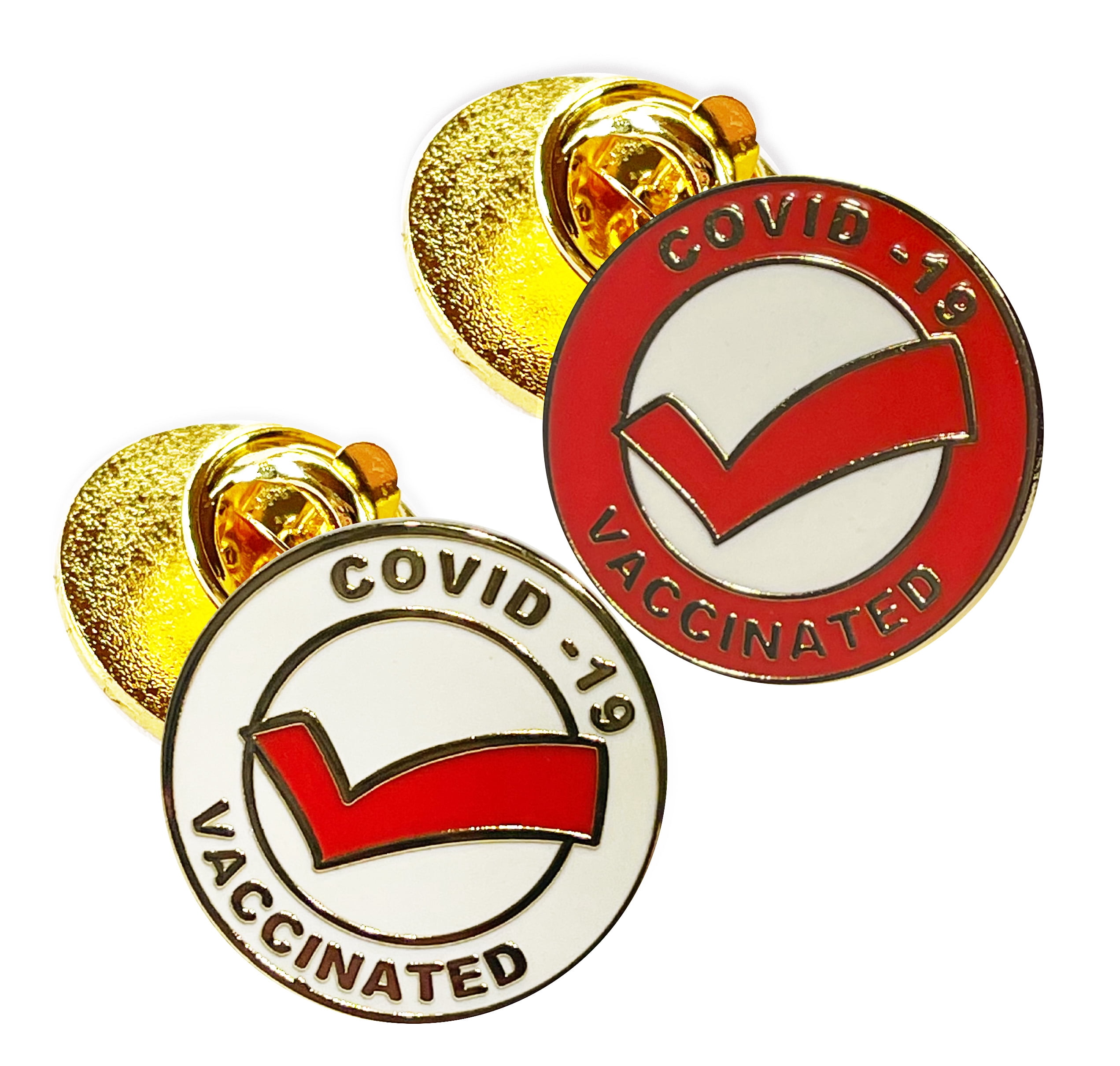 2 Vaccinated COVID-19 Coronavirus enamel Lapel Pin Covid19 Bage gold ...