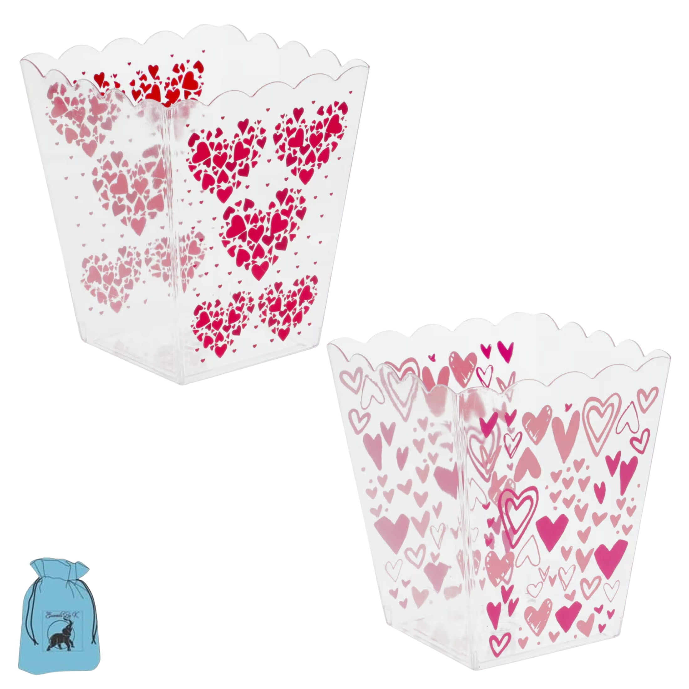 2 Valentines Day Popcorn Buckets 2 Ct Pack Empty Containers For Home