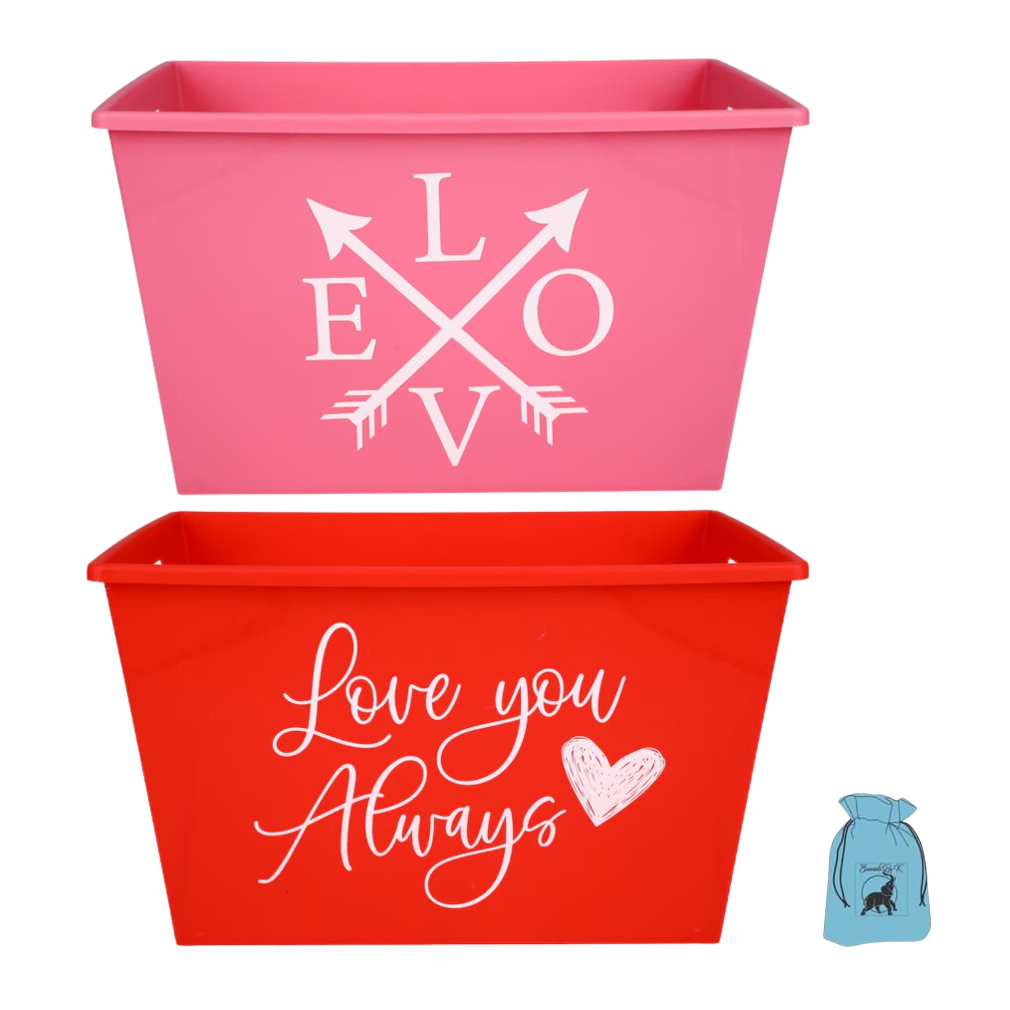 (2) Valentine's Day Rectangular Bins 12x8.5x7 in for Home Kitchen ...