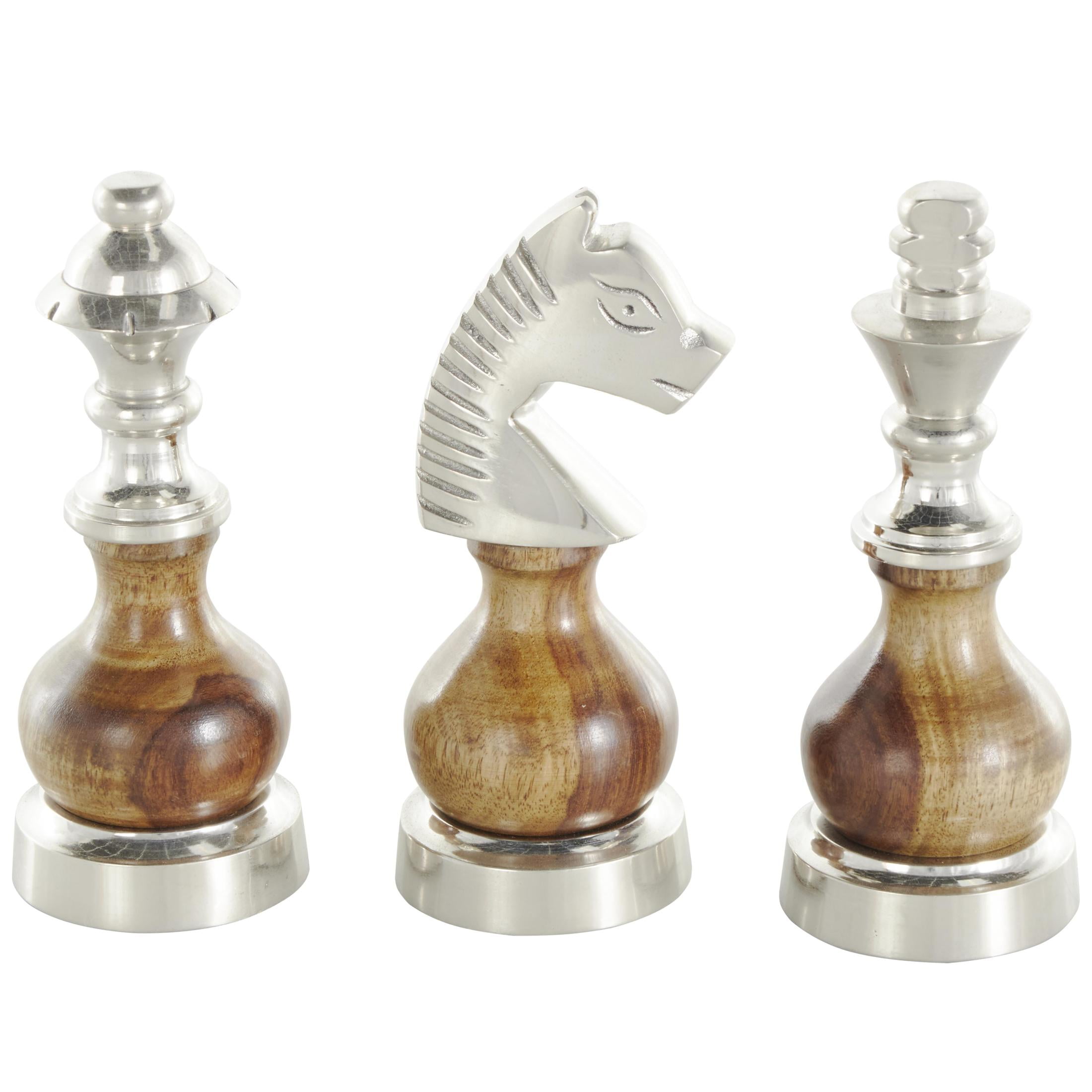DecMode Chess Sculpture Set - Aluminum Metal - 3 Count - 6H - Walmart.com