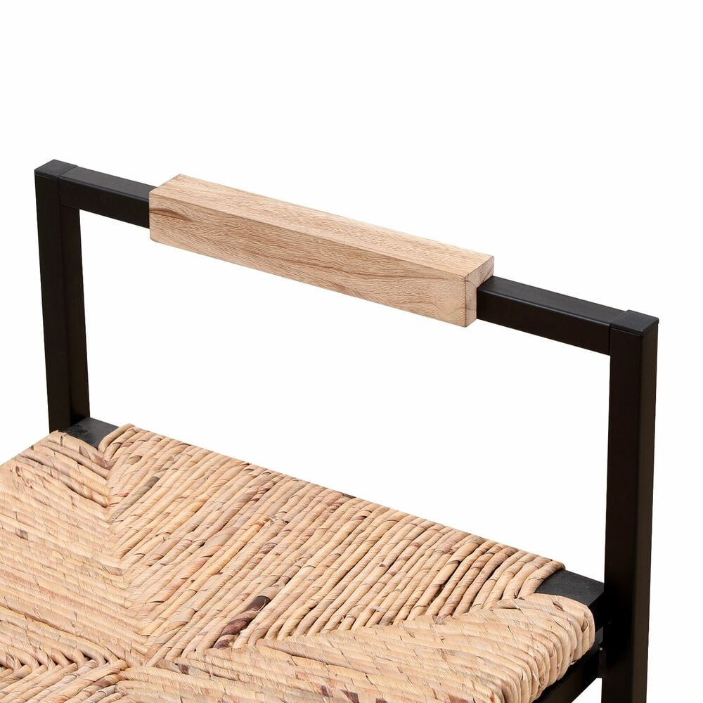 2 Water Hyacinth Woven Bar Stools with Back Support Counter Height ...