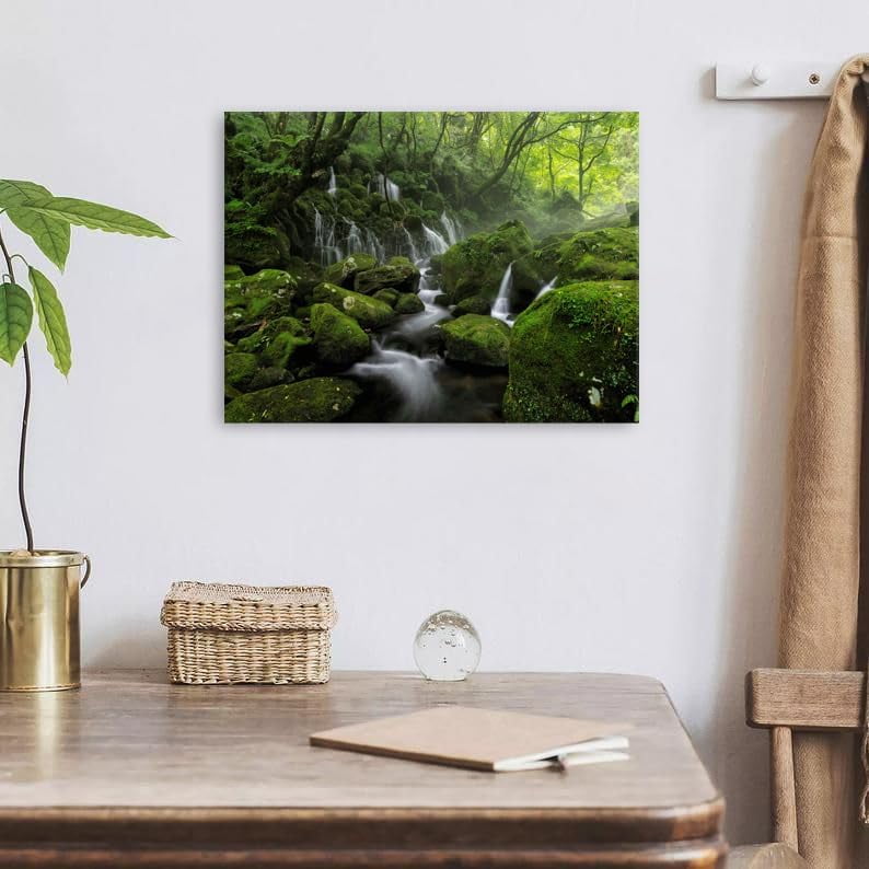 2 Waterfall Canvas Wall Art Living Room Natural Forest Picture Wall ...