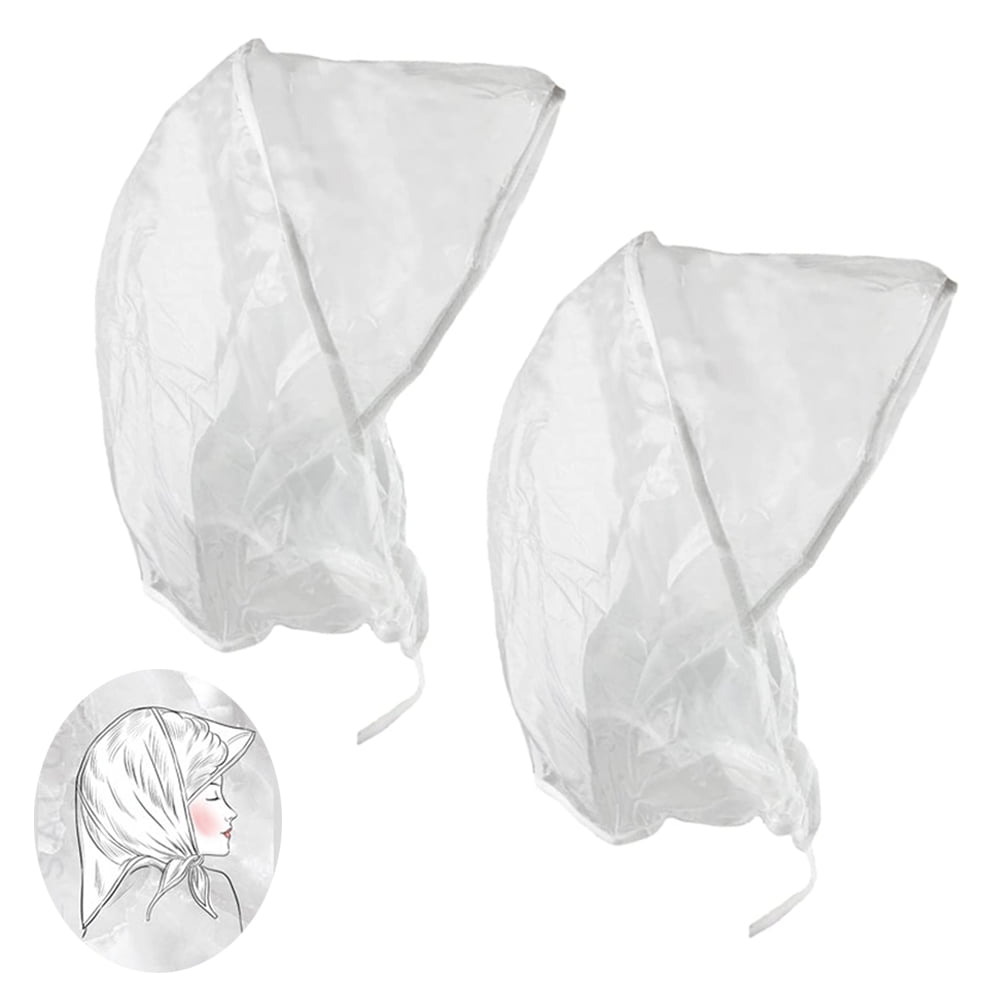 2 Waterproof Rain Bonnet Hat Full Cut Visor Clear Men Women Full ...