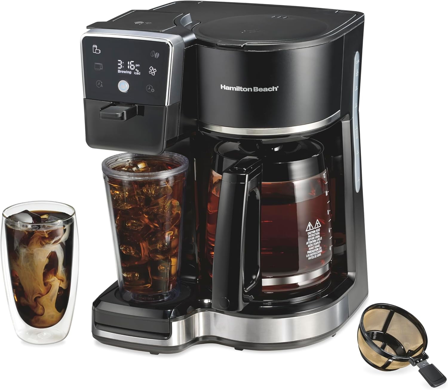 2-Way 12 Cup Programmable Drip Hot and Iced Coffee Maker & Single Serve ...