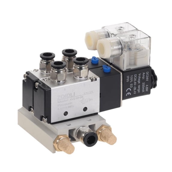 2 Way 4V210-08 Pneumatic DC12V DC24V AC110 AC220 Solenoid Valve w Base ...