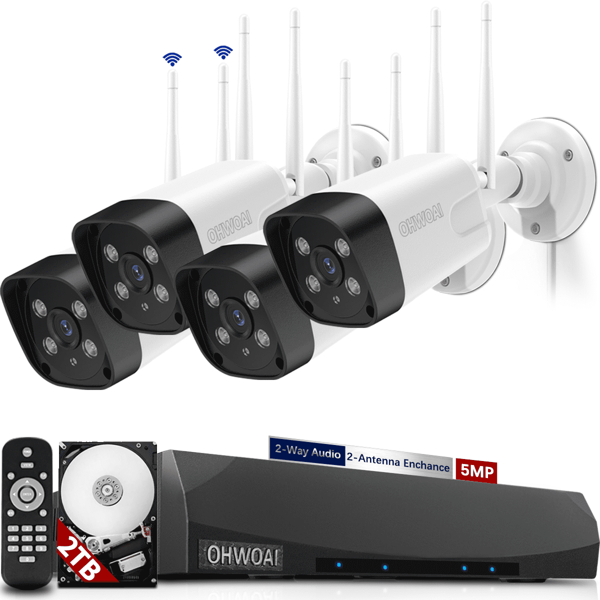 《2-Way Audio & 100ft Super Night Vision》 Dual Antennas Wireless ...
