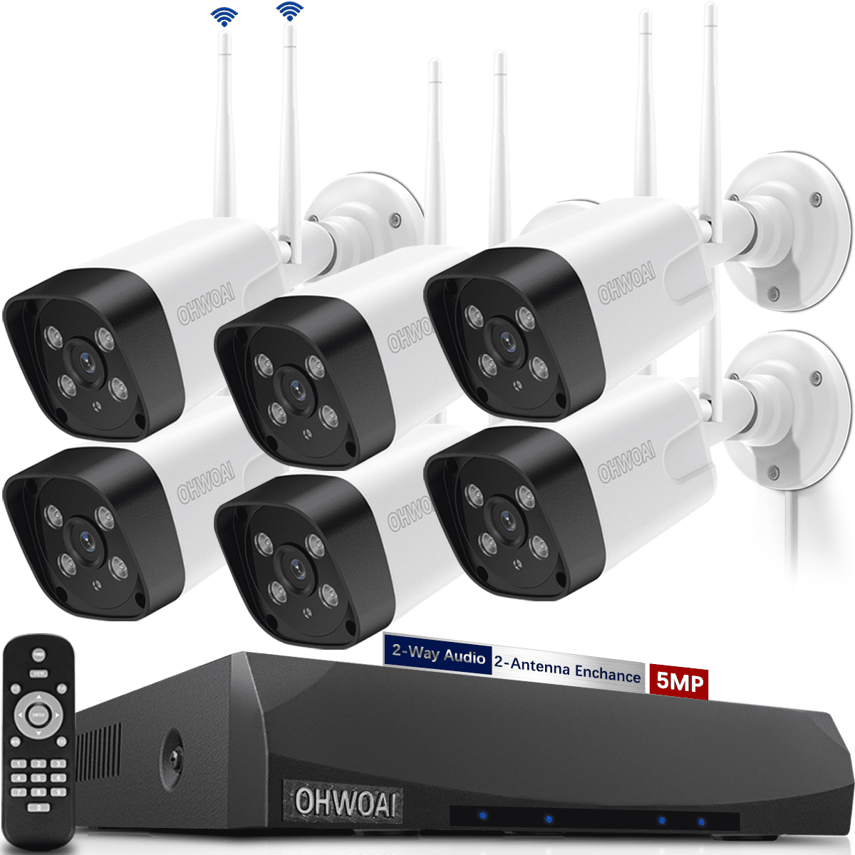 OHWOAI Wireless Security Camera System with Dual Antennas,Wireless Home ...