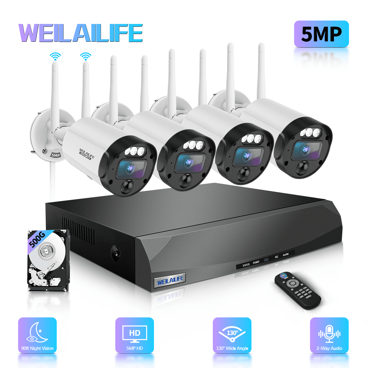 【2-Way Audio】Outdoor Wireless Security Camera System, Wireless Cameras ...