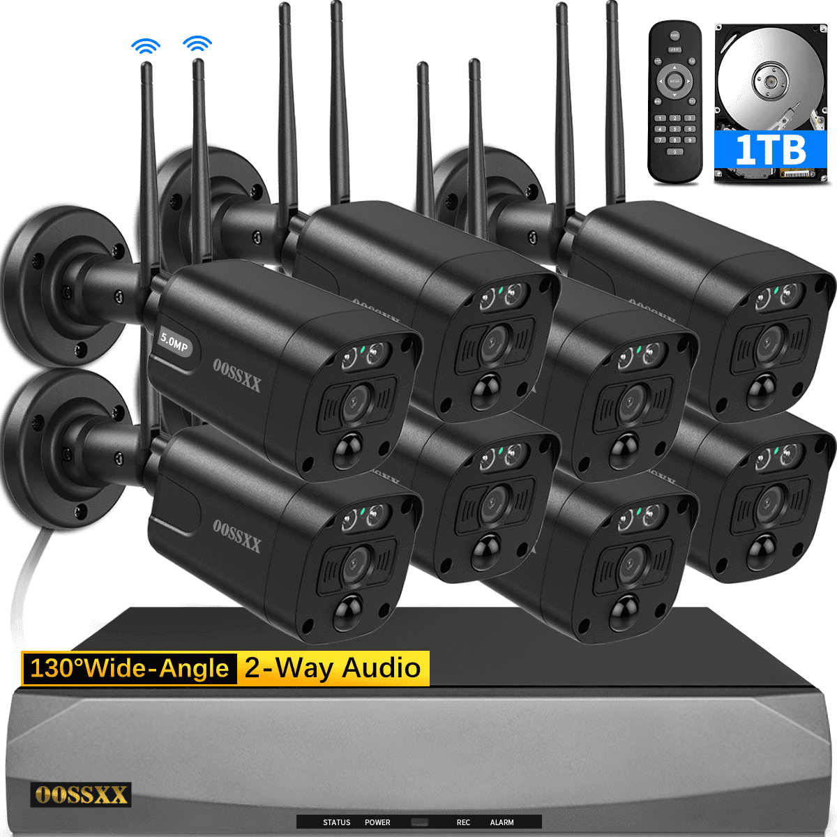 (2-Way Audio & PIR Detection) OOSSXX 5MP Dual Antennas Outdoor Security Camera System Wireless ...