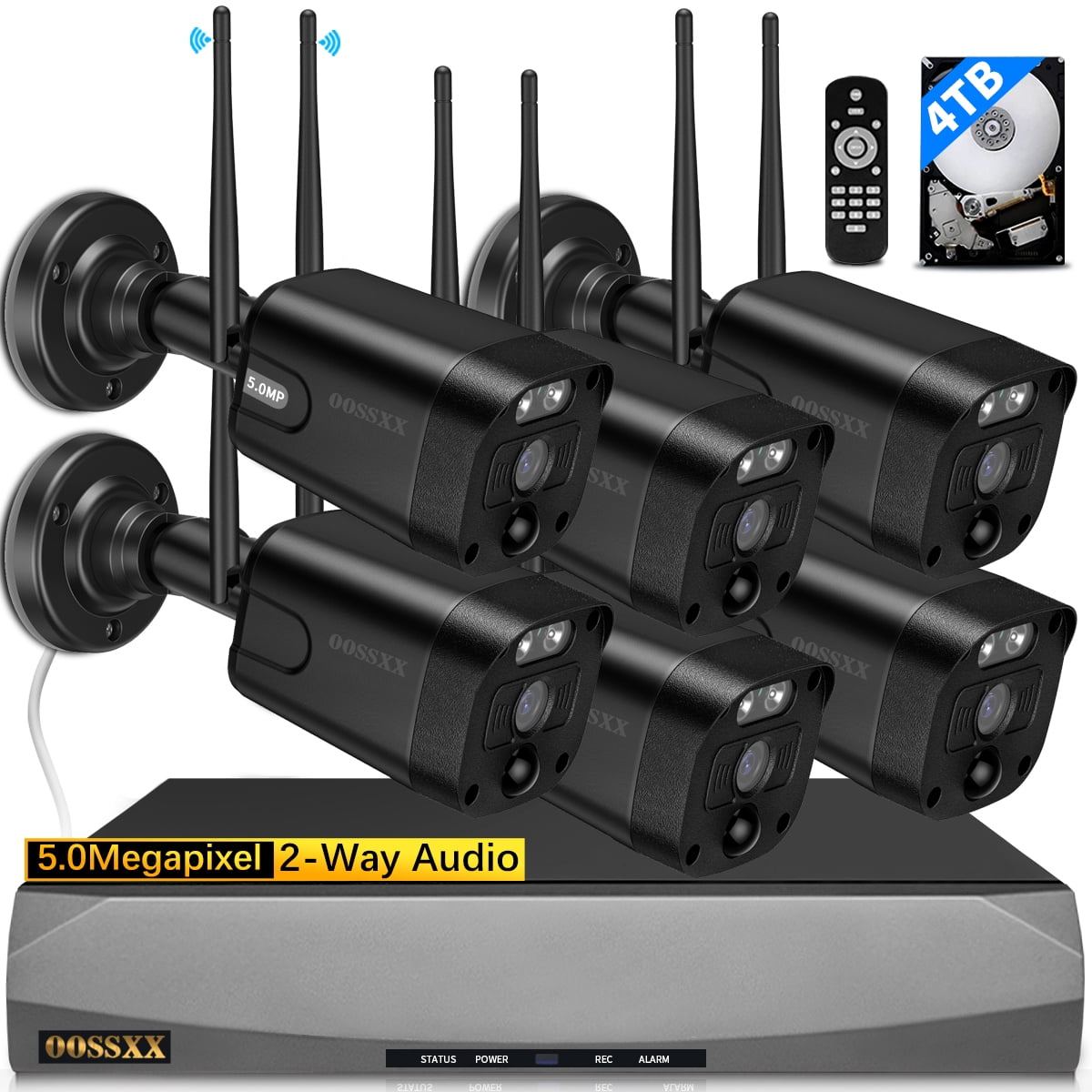 (2-Way Audio & PIR Detection) OOSSXX 5MP Dual Antennas Outdoor Security ...