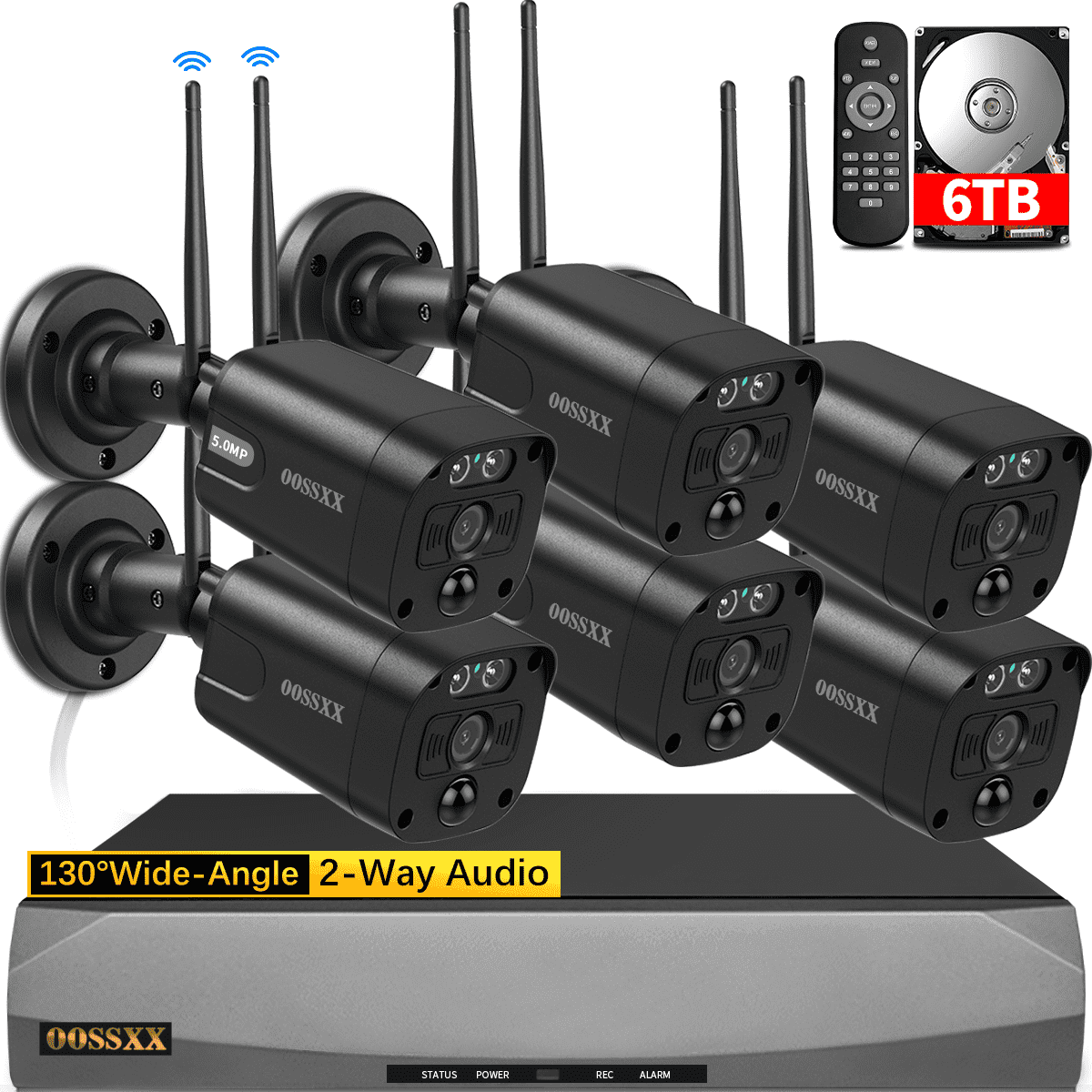 (2-Way Audio & PIR Detection) OOSSXX 5MP Dual Antennas Outdoor Security Camera System Wireless ...