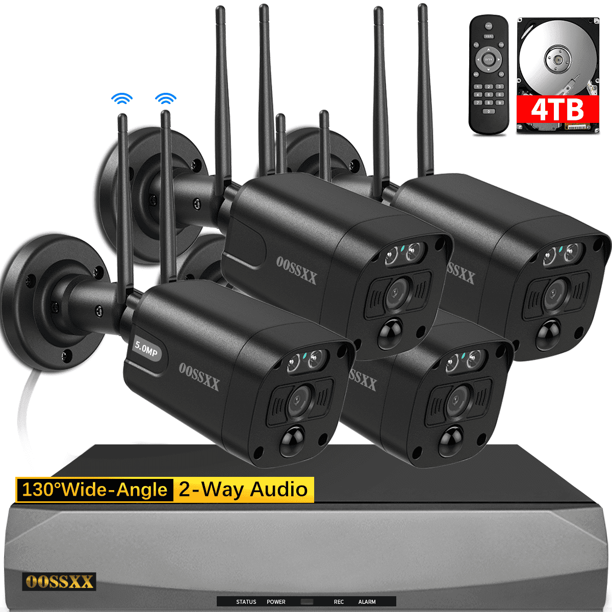 (2-Way Audio & PIR Detection) OOSSXX 5MP Dual Antennas Outdoor Security Camera System Wireless ...