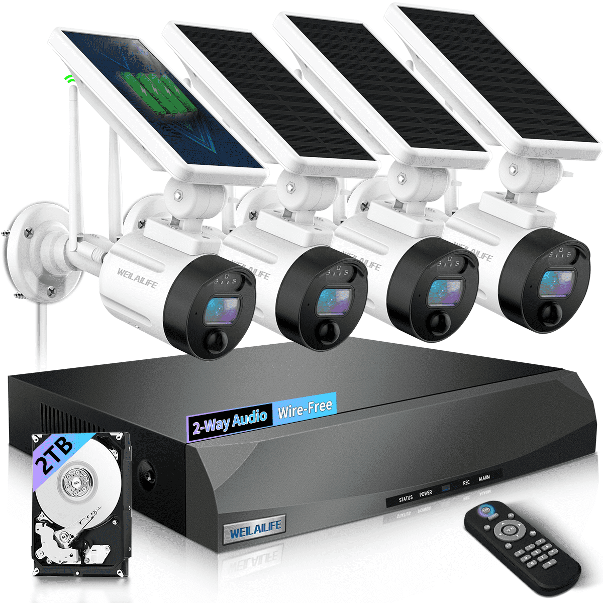 WEILAILIFE 4MP Solar-Powered Outdoor Security Camera, WiFi, 2-Way Audio ...