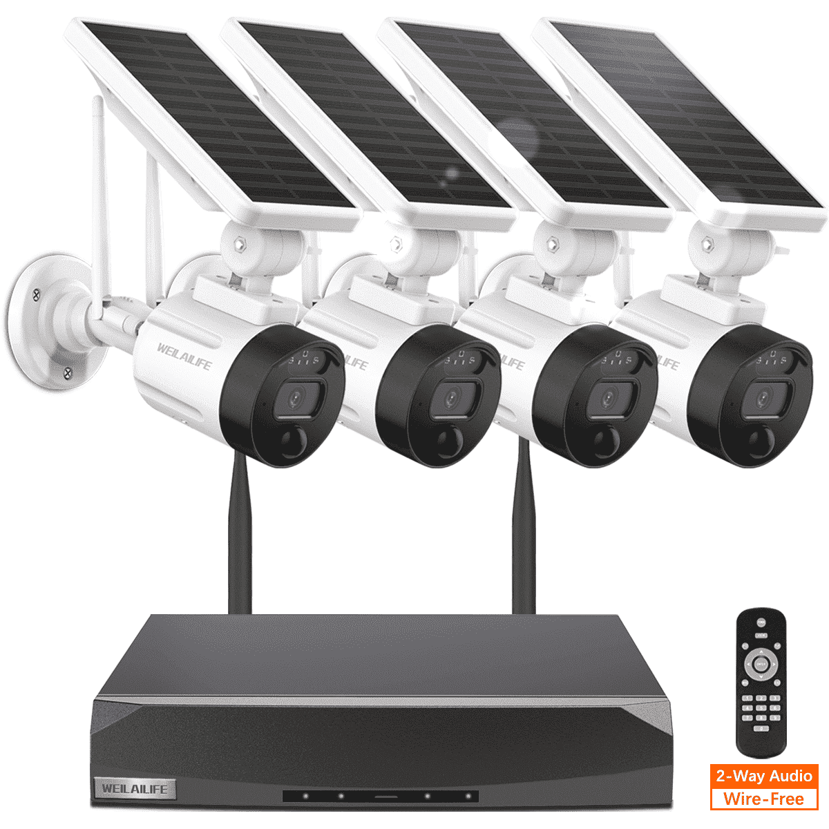 WEILAILIFE 4MP Outdoor Solar Security Camera System for Home Security ...