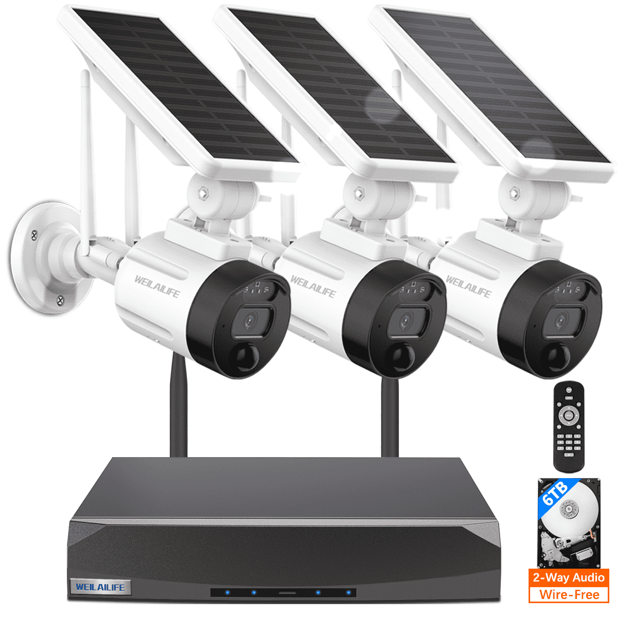 WEILAILIFE 4MP Wireless Solar Powered Security Camera System,WIFI Home ...