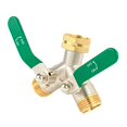 2 Way Brass Y Garden Hose Splitter, 3/4" GHT Thread, Outdoor Watering ...