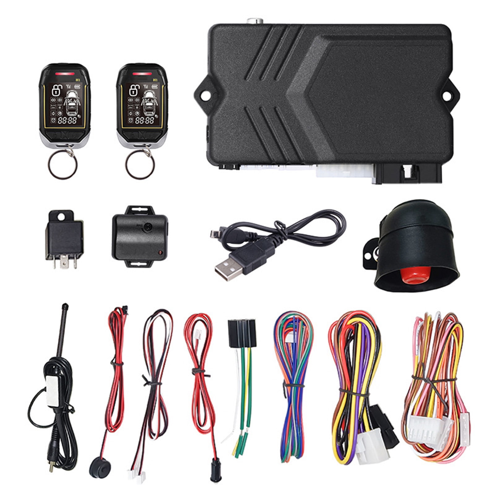 2 Way Car Keyless Entry Security Alarm System Remote Starter Turbo ...