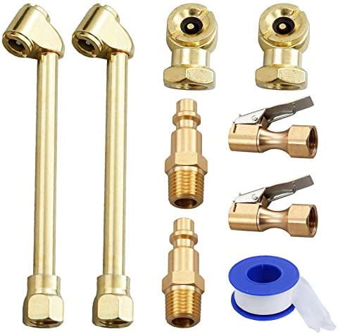 2-Way Connection Air Chuck Set, 1/4 Inch Female NPT Closed Ball Tire ...