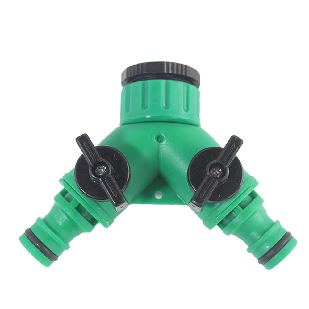 2-Way Double Outside Garden Water Hose Pipe Tap Splitter H Connector ...