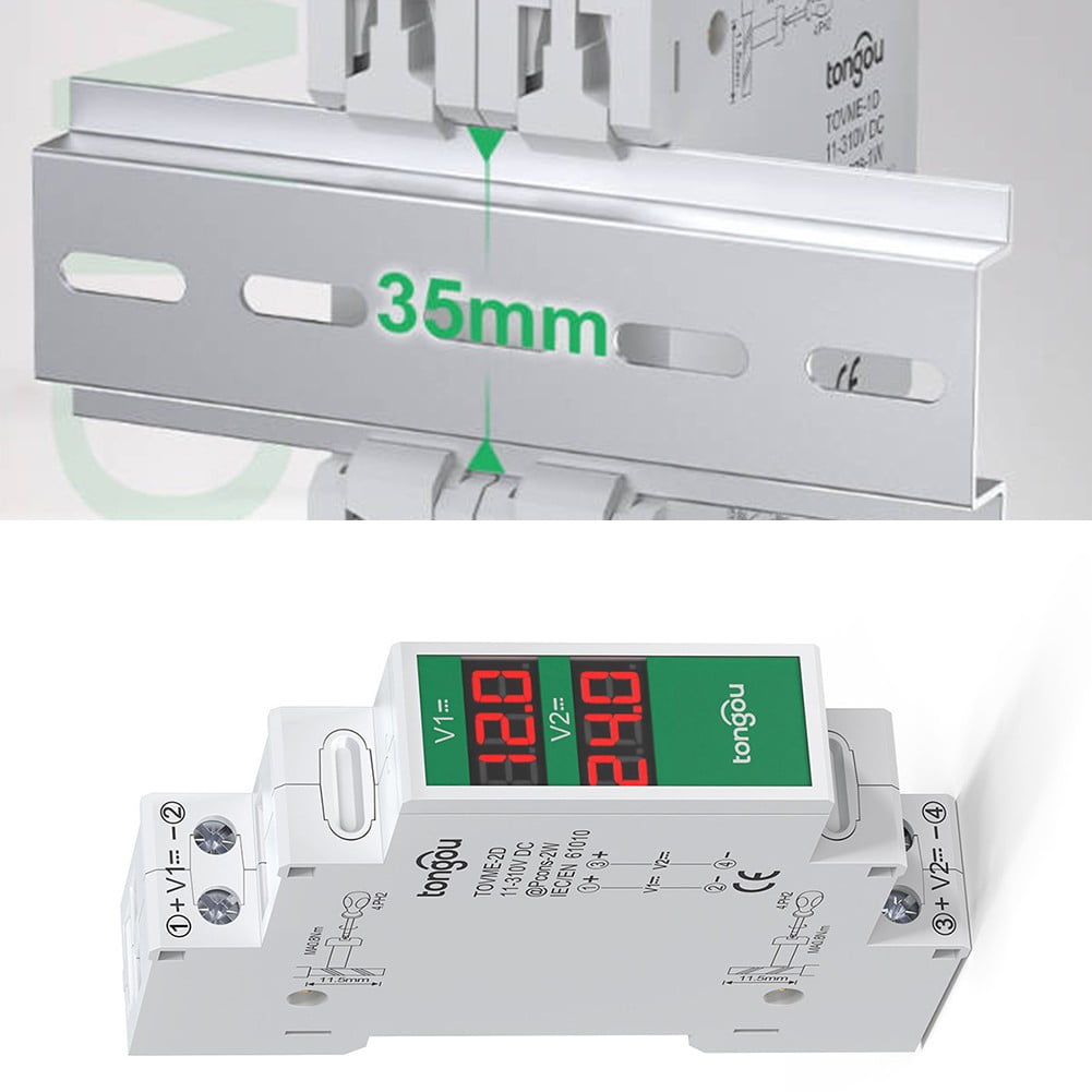 2-Way For Din Rail Mount Voltage Meter Dc11V-310V Led Digital Display ...