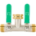 2 Way Garden Hose Splitter, 3/4" GHT Thread Brass Faucet Splitter with ...