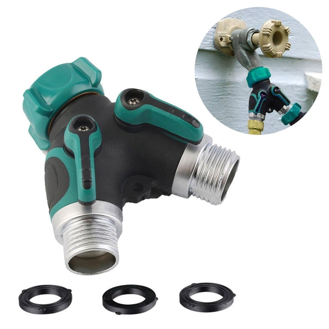 2-Way Garden Hose Splitter, 3/4-inch Water Faucet Y Connector with 3 ...