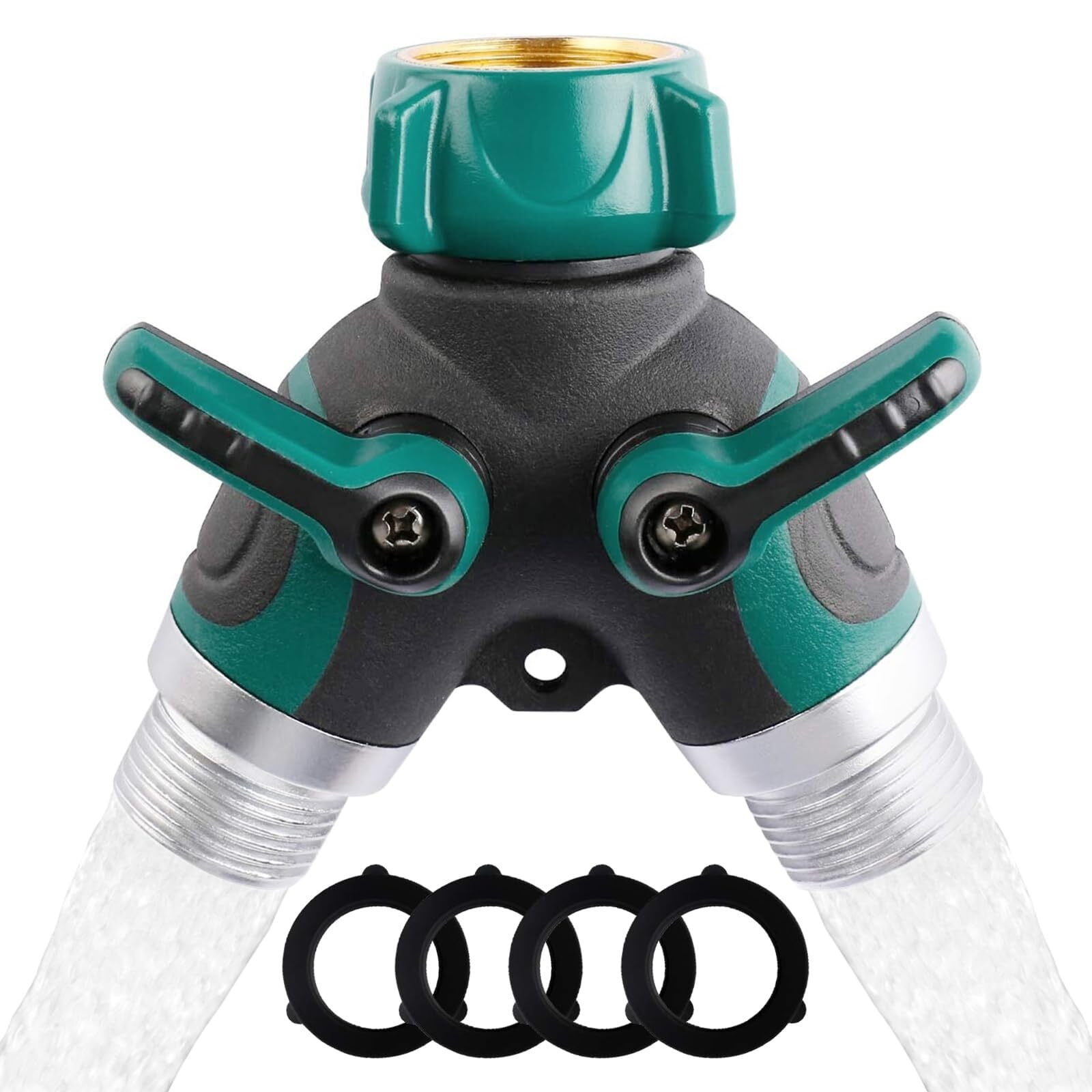 2-Way Garden Hose Splitter with Individual On/Off Valves 3/4" Y ...