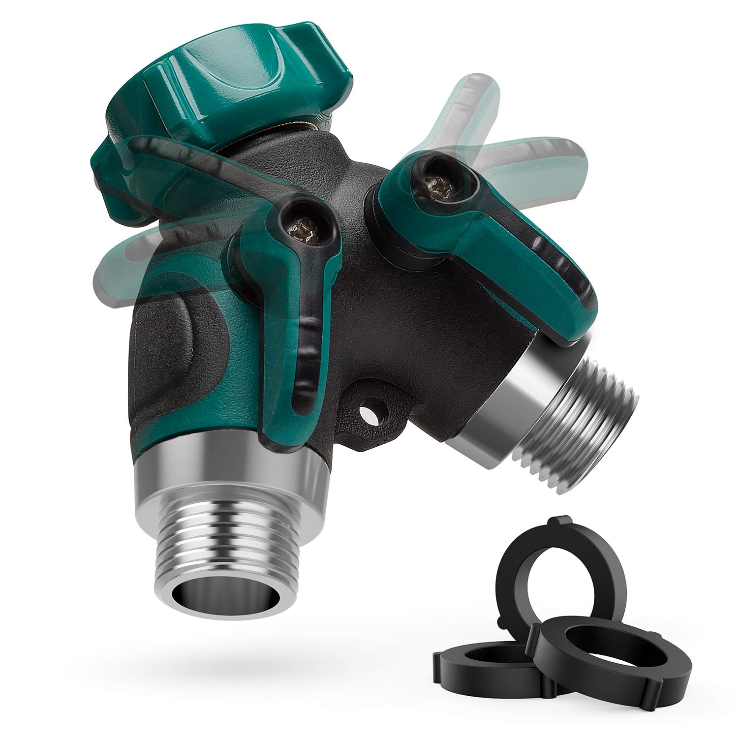 2 Way Garden Y Hose Splitter, Heavy Duty Brass Splitter, 3/4" Spigot ...