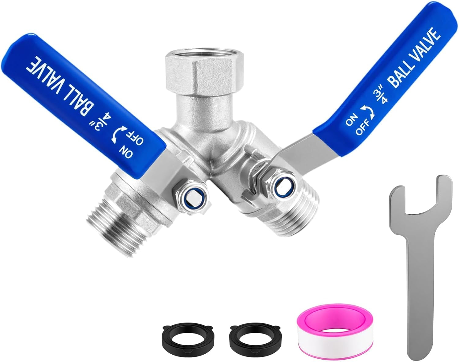 2-Way Heavy Duty Hose Y Splitter, 3/4" GHT Stainless Steel Garden/Water ...