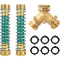 2 Way Hose Splitter, 3/4" Brass Hose Y Splitter with 2 PCS Garden Hose ...
